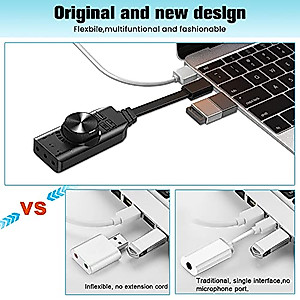 USB Sound Card Adapter BENGOO 7.1 Channel External Audio Adapter Stereo Sound Card Converter 3.5mm AUX Microphone Jack for Gaming Headset Earphone PS4 Laptop Desktop Windows Mac OS Linux, Plug Play
