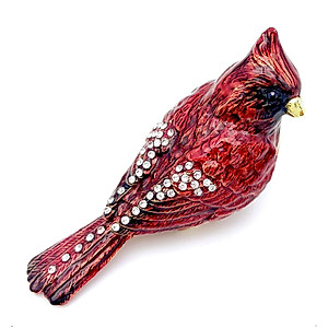 JWT Astyle Red Cardinal Bird Gifts Jewelry Trinket Boxes Hinged .Decorative Keepsake Ring Box Holder.Necklace Rings Earrings Organizer.Collectible Bird Figurines Home Decor Gifts for Women.