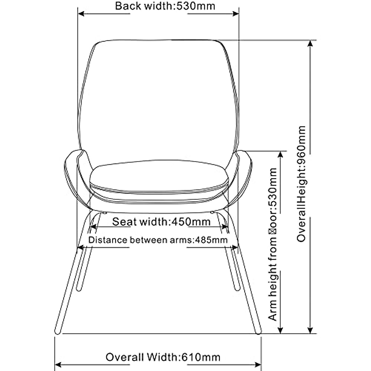 Lorell U Shaped Guest Chair, Black
