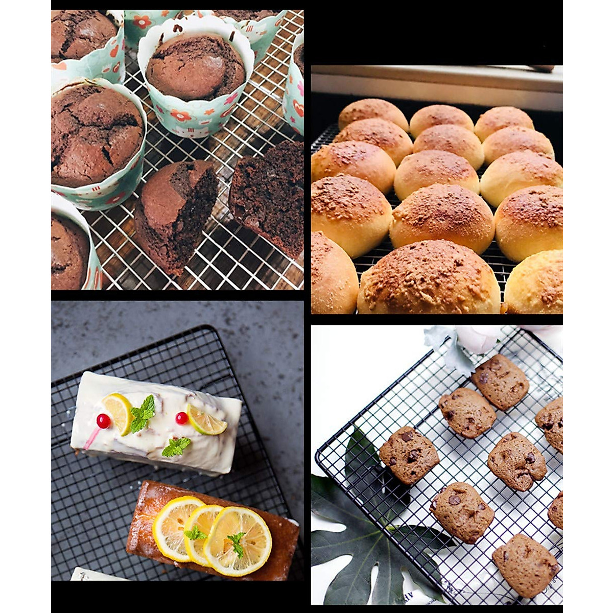 Mokpi Cooling Baking Rack Wire Racks, Size 16.14’’x10’’, Thick Heavy Duty Commercial Quality Grid Rack (Set of 4)