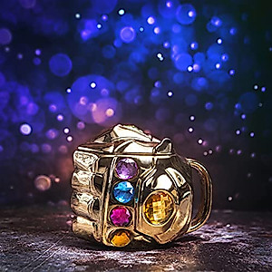 Zak Designs Marvel Thanos Unique 3D Sculpted Ceramic Coffee Mug, Collectible Keepsake Tea Mug for Hot Drinks (15 oz, Non BPA, Thanos Infinity Gauntlet)