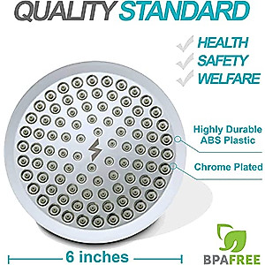 SparkPod Shower Head - High Pressure Rain - Luxury Modern Chrome Look - Tool-less 1-Min Installation - Adjustable Replacement for Your Bathroom Shower Heads (Luxury Polished Chrome, 6 Inch Round)
