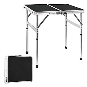HQTrailTrekker Small Camping Table Lightweight Folding Table Height Adjustable Picnic Table Patio Table Easy Set Up Dinner Table Portable Outdoor Tables for Beach Hiking Fishing BBQ