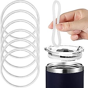 20 oz Replacement Rubber Lid Seals O Shaped Resealable Lid Gaskets for 10, 12, 16 and 20 Ounce Insulated Stainless Steel Tumblers (White, 6 Pieces)