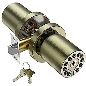 iulock Code Door Lock, Electronic Door Knob with Keypad and Key, Auto Lock, Waterproof, Passage Function, Long Battery Life,50 Codes, Easy to use and Install for Office/Warehouse/Bedroom/Garage