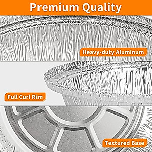 LUCKMETA 9'' Inch Round Tin Foil Pans Disposable Aluminum Pans with Clear Lids (60 Pack), Freezer & Oven Safe - For Baking, Cooking, Storage, Roasting, & Reheating, Recyclable, Pack of 60