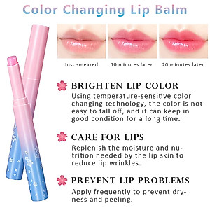 BINGBRUSH 2Pcs Color Changing Lipstick, Pink PH Mood Long Lasting Labiales Lip Care Moisturizer Lip Balm Korean Magic Lip Gloss Lip Tinted Stain Makeup Lipstick Set for Women