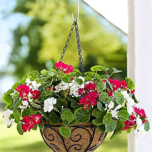 HiGift 12 Pack Vinyl Fence Hooks, 2 x 6 inch Patio Hangers Powder Coated Steel Fence Hangers for Hanging Plants, Planters, Bird Feeders, Lights, Pool Tools (White)