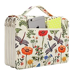 YZK 200 Slots Colored Pencil Case-Twill Oxford Pencil Holder with Zipper Closure Colored Pencil Organizer for Watercolor Pens or Makers Large Capacity Pencil Case for Artist (White)