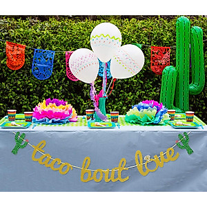 Glamoncha Taco Bout Love Gold Glitter Banner Sign Garland for Mexican Fiesta Themed Bridal Shower Bachelorette Party Wedding Decorations