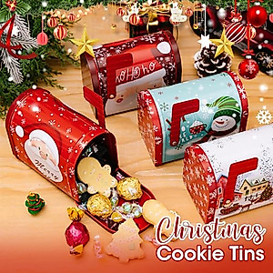 4PCS Christmas Reindeer Gift Box, Metal Christmas Cookie Tins with Lids, Decorative Candies Storage Container Tinplate Candy Boxes Empty Tins Xmas Cookie Jar for Christmas Decor and Storing Snacks