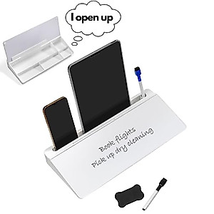 Garood Desktop Dry Erase Board with Storage and iPad/Phone Holder Glass Desk Whiteboard with Eraser Desk Keyboard Accessories