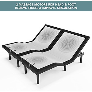 cebihy Adjustable Bed Frame, Adjustable Bed Base Split King for Stress Management, Zero Gravity Base, Head and Foot Incline with 3-Speed Massage, Anti-Snore, and Memory Pre-Sets(2pcs)