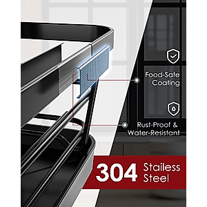 Sakugi Dish Drying Rack - Compact Dish Rack for Kitchen Counter with a Cutlery Holder, Durable Stainless Steel Kitchen Dish Rack for Various Tableware, Dish Drying Rack with Easy Installation, Black