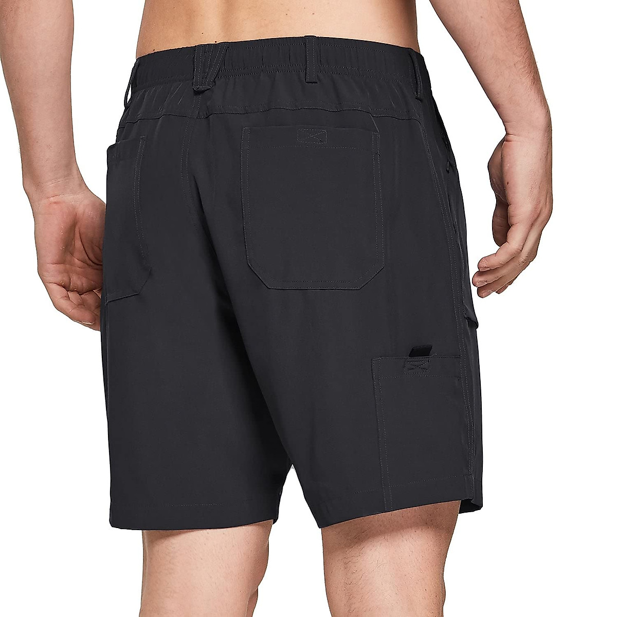 baleaf Men's 7" Casual Shorts for Summer Elastic Waist Quick Dry Lightweight Short with Cargo Hiking Fishing Black Size XL