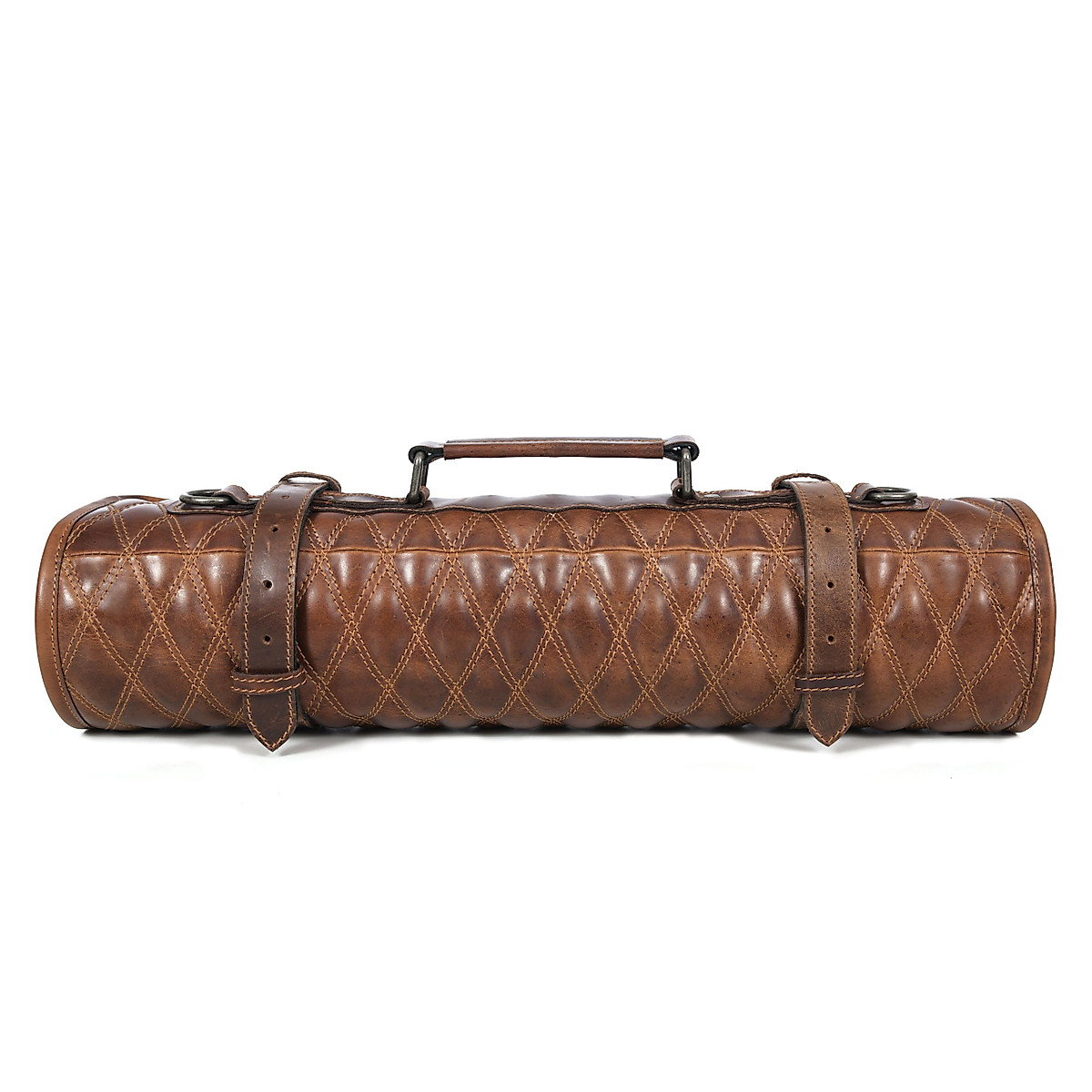 Leather Knife Roll Storage Bag, Elastic and Expandable 10 Pockets, Adjustable/Detachable Shoulder Strap, Travel-Friendly Chef Knife Case by Aaron Leather Goods