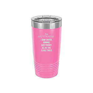 Rogue River Tactical Funny Sarcastic Office Work 20 Oz. Travel Tumbler Mug Cup w/Lid Vacuum Insulated Hot or Cold Multitasking (Pink)