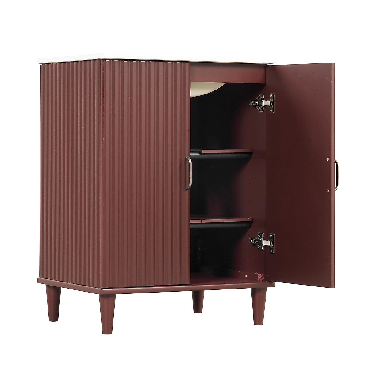 Bellemave Bathroom Vanity with Sink 24 Inch Bathroom Sink Cabinet with 2 Doors, Rosy