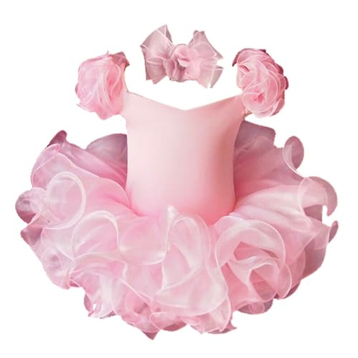 Jenniferwu G053 Infant Toddler Baby Newborn Little Girl's Pageant Party Birthday Dress Pink Size 12-18M