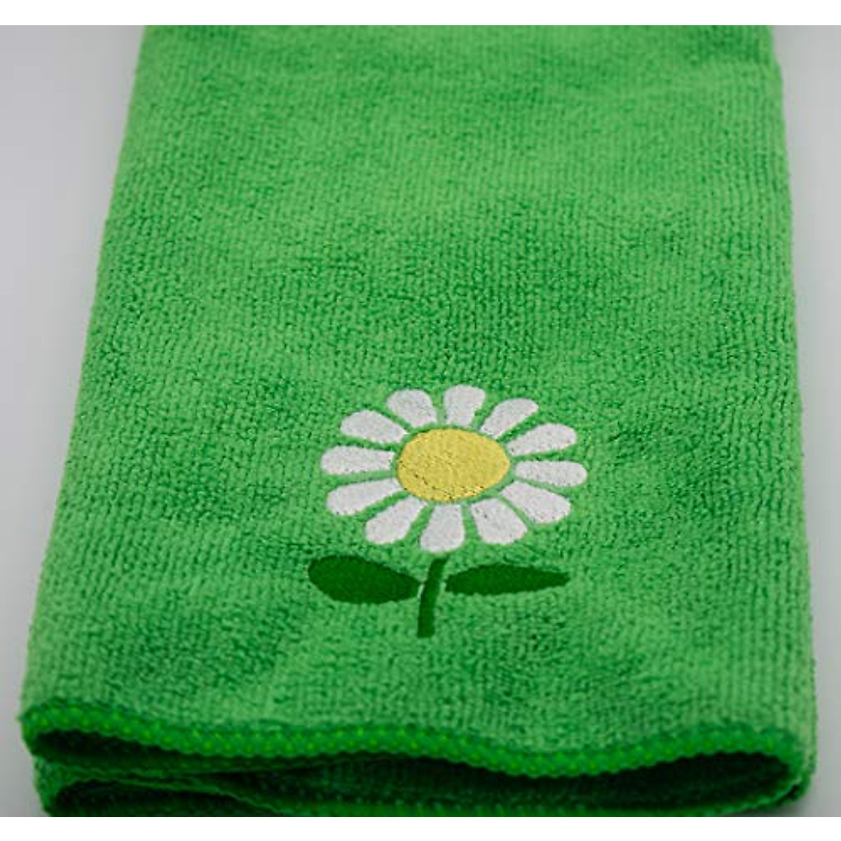 Plush Daisy Embroidered Daisy Microfiber Hand Towel - Green or Yellow - Bright and Sunny
