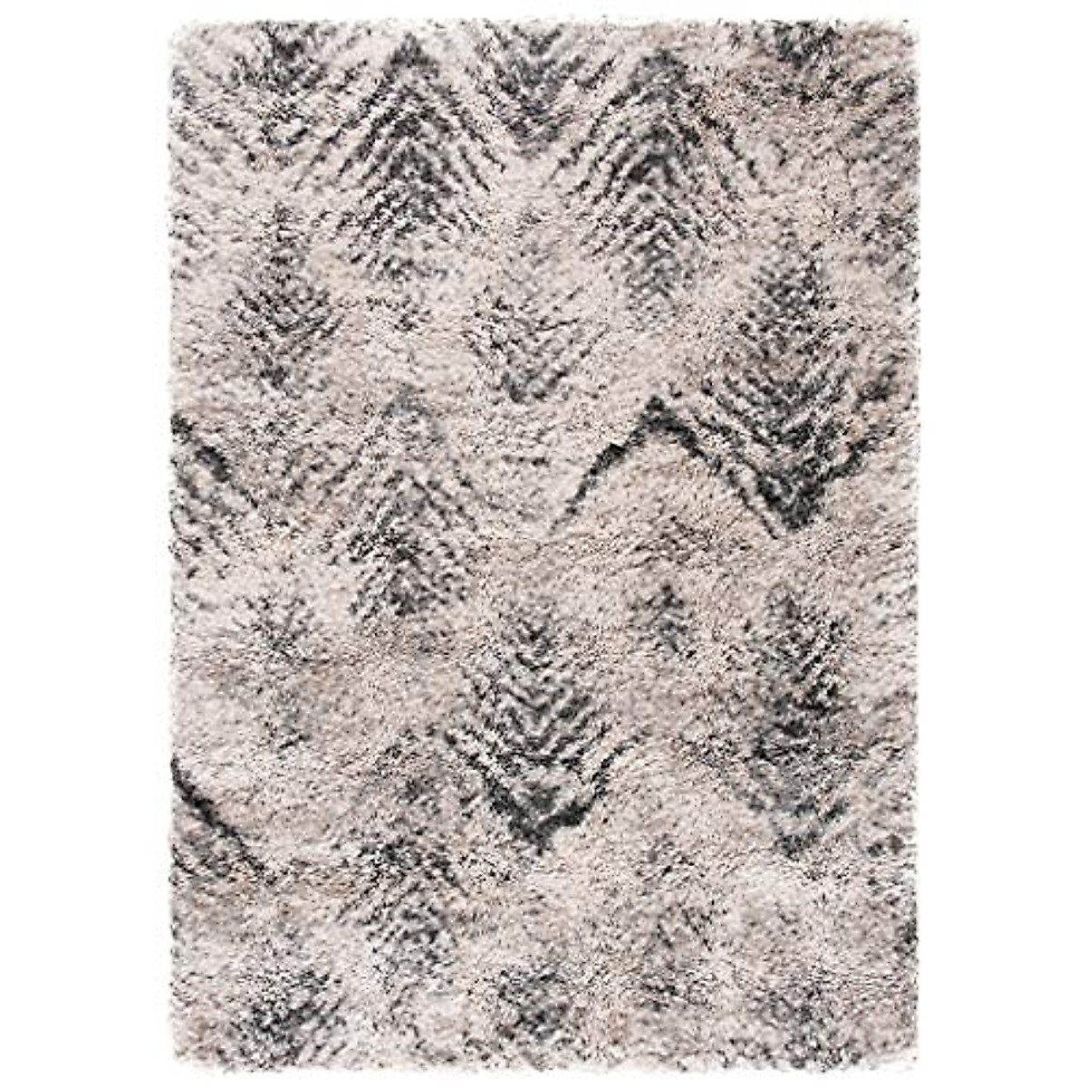 SAFAVIEH Iceland Shag Collection Area Rug - 9' x 12', Cream & Grey, Modern Design, Non-Shedding & Easy Care, 2.5-inch Thick Ideal for High Traffic Areas in Living Room, Bedroom (ISG514A)