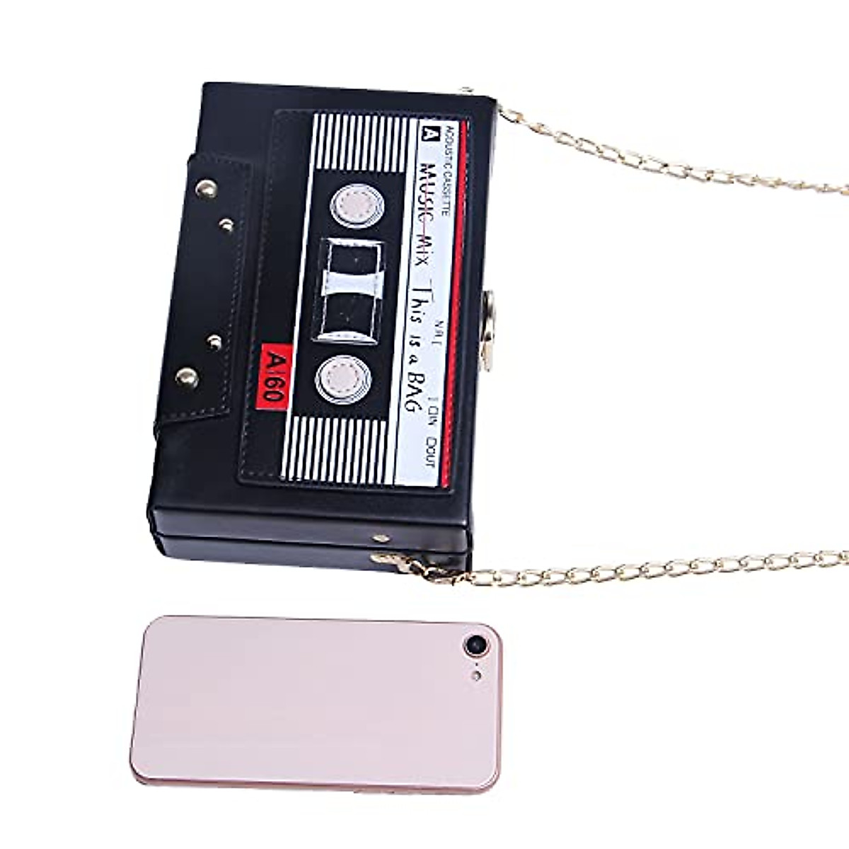 KUANG! Women Retro Tape Shaped Clutch Hundred Dollar Bill Box Shoulder Bag Elegant Evening Crossbody Handbag (A-Black)