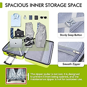 AnyZip Luggage PC ABS Hardside Lightweight Suitcase with 4 Universal Wheels TSA Lock Checked-Medium 24 Inch Apple Green