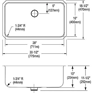 Elkay ELUH281610PD Lustertone Classic Single Bowl Undermount Stainless Steel Sink with Perfect Drain