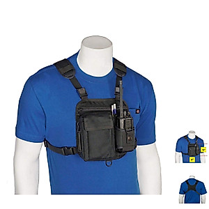 RCH-601 Radio Chest Harness Shoulder Radio Holster Chest Pack with Adjustable Radio Pouch That Will Adjust to fit a Radio from 4-3/4" up to 9" Tall Radio. Made in USA by Holsterguy