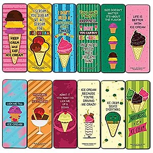 Funny Ice Cream Quotes Bookmarks (30-Pack) - Classroom Reward Incentives for Students and Children - Stocking Stuffers Party Favors & Giveaways for Teens & Adults