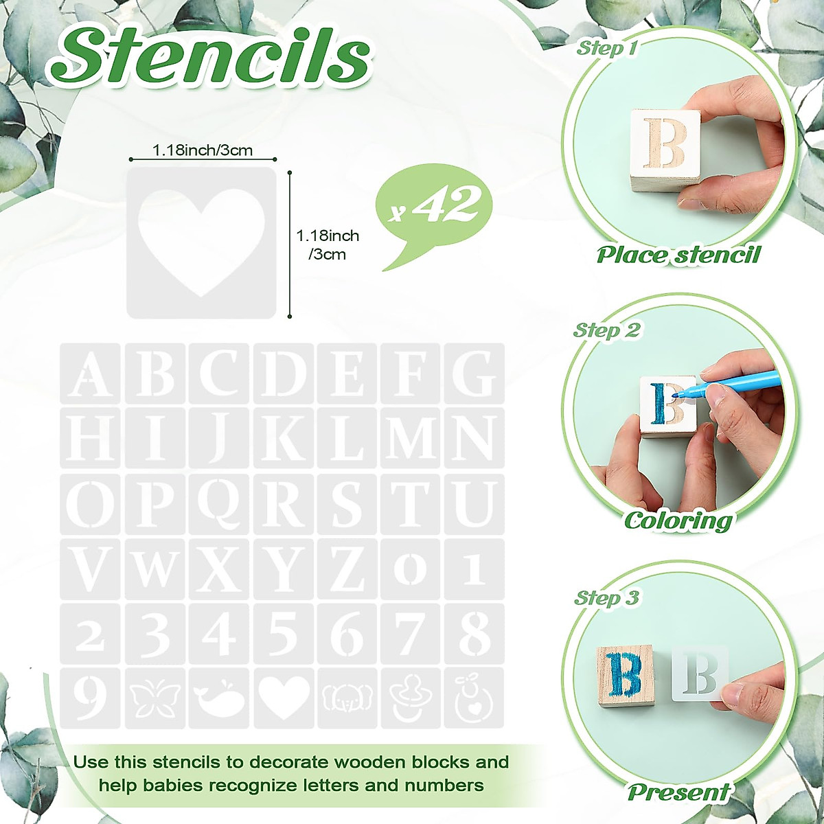 147 Pcs Baby Shower Blocks to Decorate Games Kit Includes Decorate a Block Game Sign 80 DIY Blank Wooden Block 42 Stencils 24 Marker Baby Shower Prize for Decoration Gender Reveal Baby Shower Games