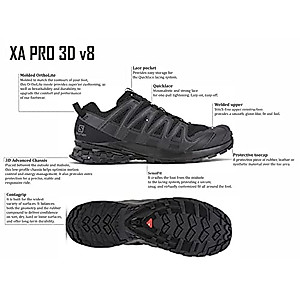 Salomon XA PRO 3D v8 Trail Running Shoes for Men, Grape Leaf/Peat/Shadow, 10