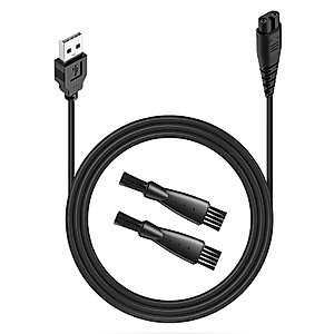 uijino USB Charging Cable Compatible with Hatteker Hair Clipper, 5V Charger for Hatteker RFC-598 RFC-588 RFC-690 RFC-696 RSCX-7568 Electric Shaver Beard Trimmer, 2 Cleaning Brush, 4.9ft Power Cord