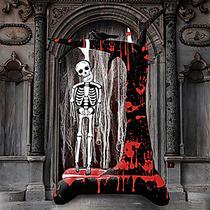 2Pcs Halloween Decorations 55'' Large Standable Balloons, Halloween Tree Scary Skeleton Foil Balloon, Spider Web Pumpkin Foil Balloon, Halloween Decor Mylar Balloons