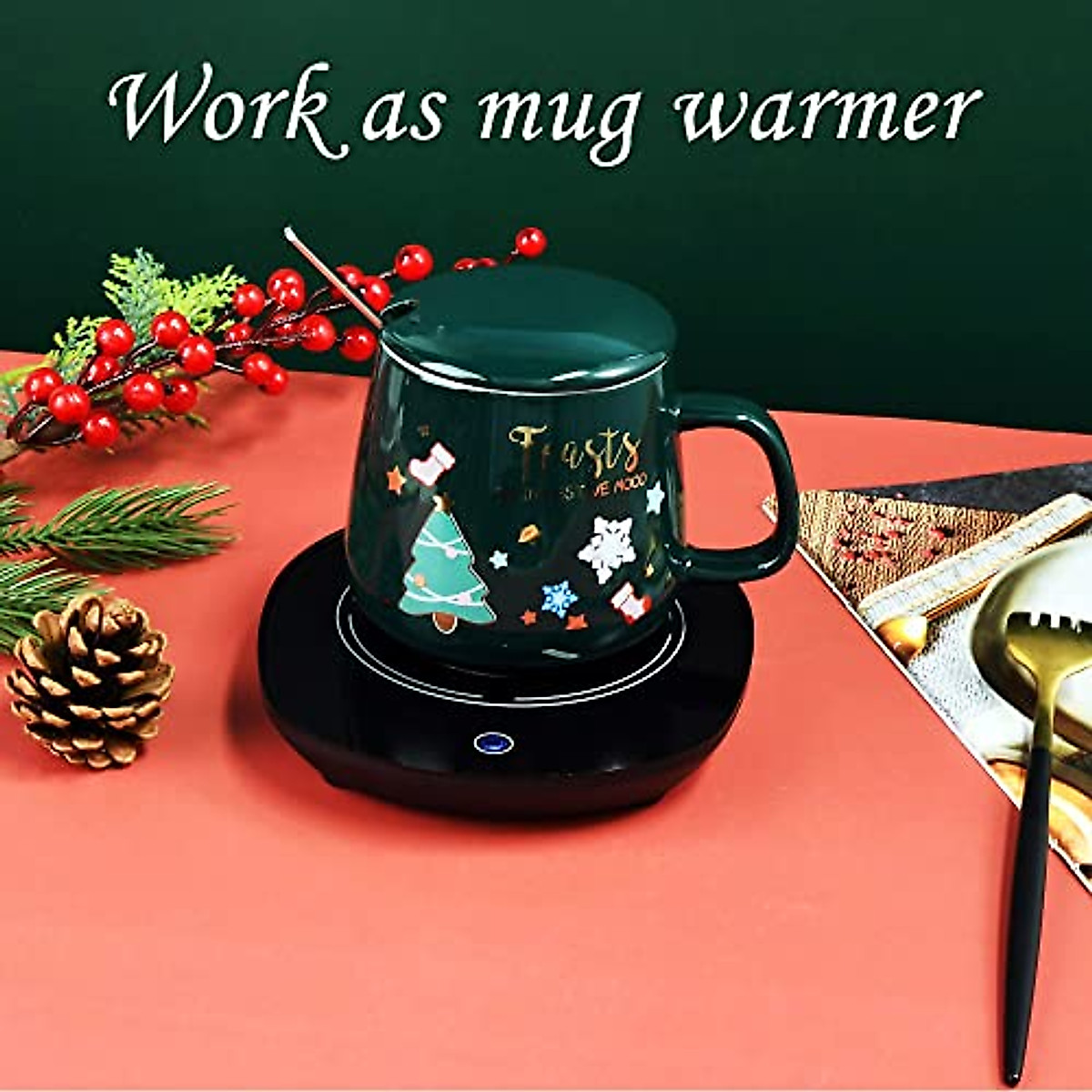HonFHena Candle Warmer Plate, Electric Gravity Auto On/Off Candle Wax Melt Warmer for Scented Wax Large Jar Candles (Black)
