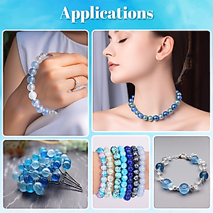 720pcs Glass Beads for Jewelry Making 8mm, 24 Colors Bead Bracelet Making Kit Blue Round Loose Beads for Bracelet Earring Necklace Jewelry Making Supplies