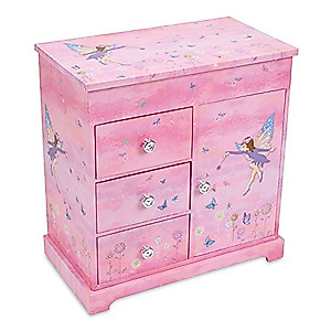 Jewelkeeper Musical Box with 3 Pullout Drawers, Fairy and Flowers Design, Dance of the Sugar Plum Fairy Tune