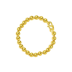 CHOW SANG SANG 999.9 24K Solid Gold Price-by-Weight Gold Beaded Bracelet for Women 09464B (Approx. 1tael (~37.42g), 7.4", (19 CM))