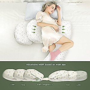 Pregnancy Pillows - Maternity Pillow with Adjustable and Removable Cooling Cover, Pregnancy Pillows for Sleeping - Support for Back, Legs, and Belly of Pregnant Women (Grey)