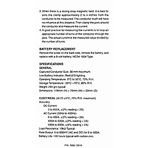 PDI CA-600 Handheld 600 Amp AC/DC Current Clamp Probe, Gray