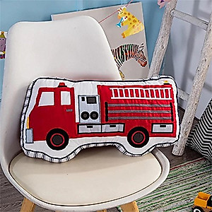 Brandream Boys Fire Truck Pillow & Construction Cars Baby Crib Bedding Set