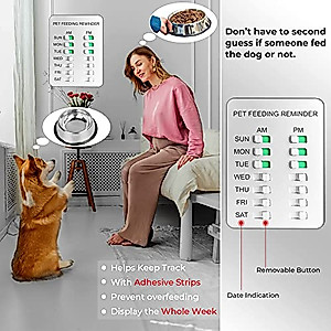 YARKOR Dog Feeding Reminder Magnetic Reminder Sticker,AM/PM Daily Indication Chart Feed Your Pets,Fridge Magnets and Double Sided Tape - Prevent Overfeeding or Obesity (Sliver)