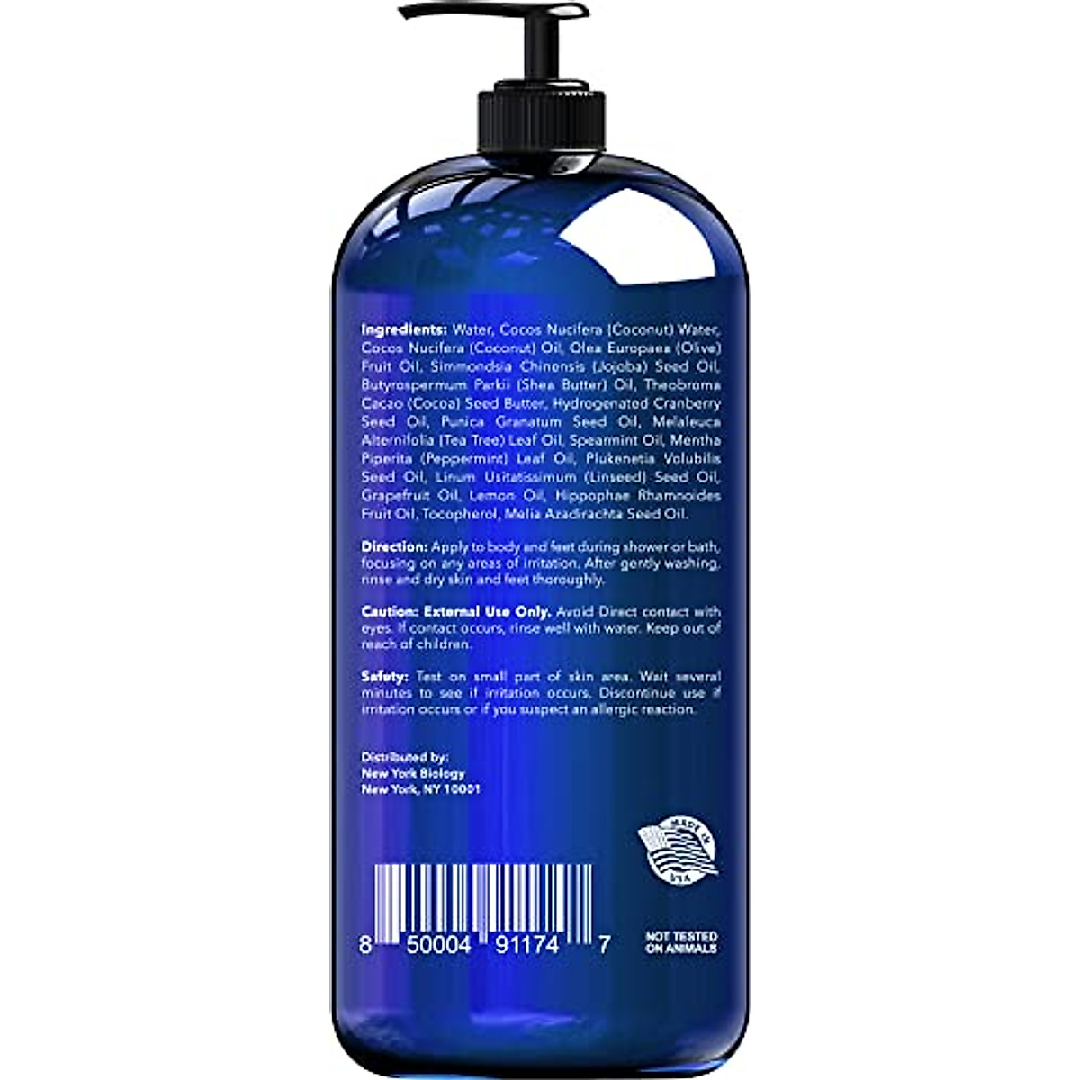 New York Biology Tea Tree Mint Body Wash for Men and Women - Moisturizing Body Wash Helps Fight Athletes Foot, Itchy Skin, Jock Itch, Toenail Fungus, Ringworm, Body Odor, Acne and Eczema - 16.9 Fl Oz