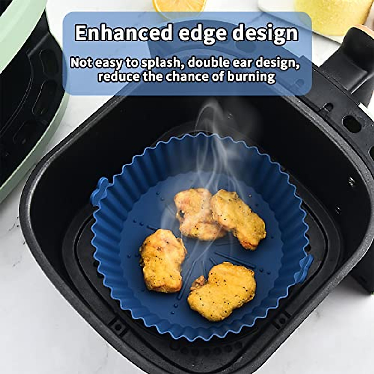 Air Fryer Accessories Silicone Liners:Air Fryer Silicone Liner Air Fryer Accessories Air Fryer Silicone Pot Air Fryer Basket Reusable Air Fryer Liners with Raised Silicone.
