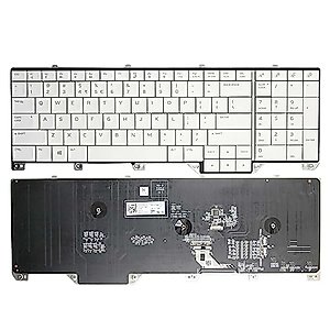 Laptop Keyboard Compatible with Dell Alienware Area-51m Alienware17 R5 P38E White US RGB Backlit