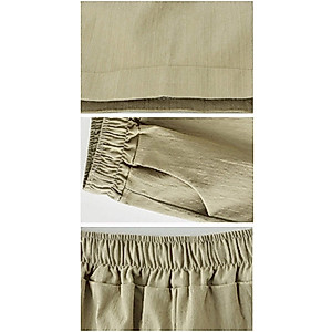 XinYangNi Women's Drawstring Elastic Waist Casual Comfort Cotton Linen Plus Size Beach Shorts Pink US XL