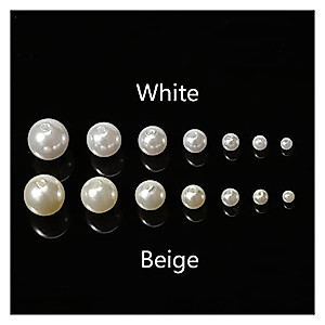 NHBT YU 100pcs 200pcs White Beige Color Imitation Pearl Beads 4/5/6/8/10mm Loose Beads DIY Jewelry Making Handmade Beading Hairpin T87 (Color : White, Item Diameter : 100pcs 12mm)