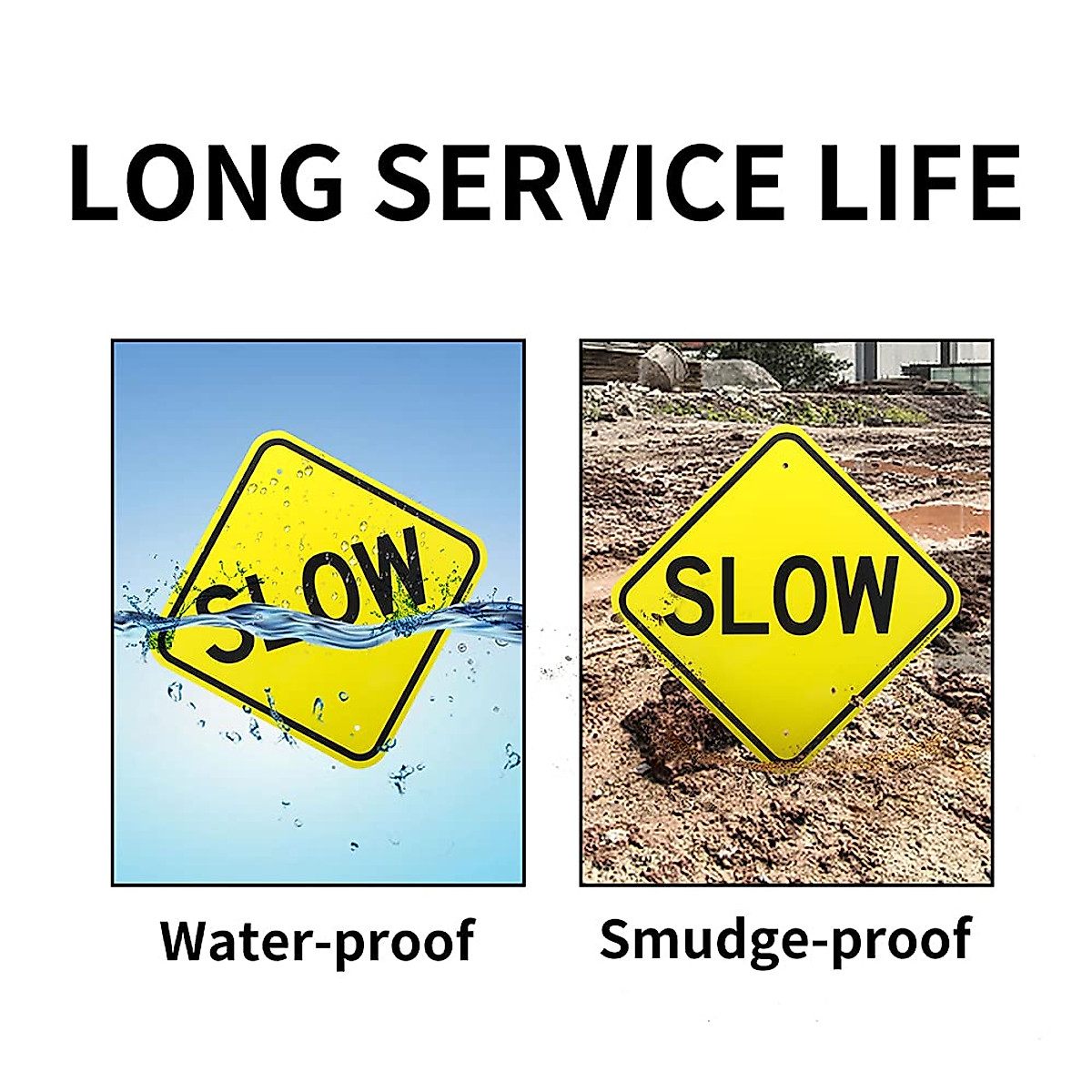 Slow Sign， - 12"x 12" - .040 Aluminum Reflective Sign Rust Free Aluminum-UV Protected and Weatherproof