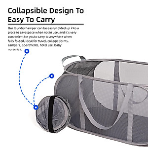 Tenrai Tear Proof Pop Up Laundry Hampers, Easy to Collapsible Laundry Basket, Easy to Carry & Go Up and Down Stairs, Mesh-Breathable, with Strong Handles Laundry Hamper. (1.5 Loads)