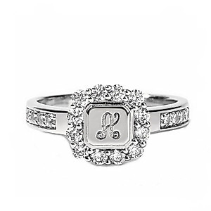 Jeulia Diamond Personalized Custom Rings for Women cz Sterling Silver A Little Sparkle Monogram Ring Band Wedding Engagement Anniversary Promise Ring Bridal Sets (Silver, 7(US))